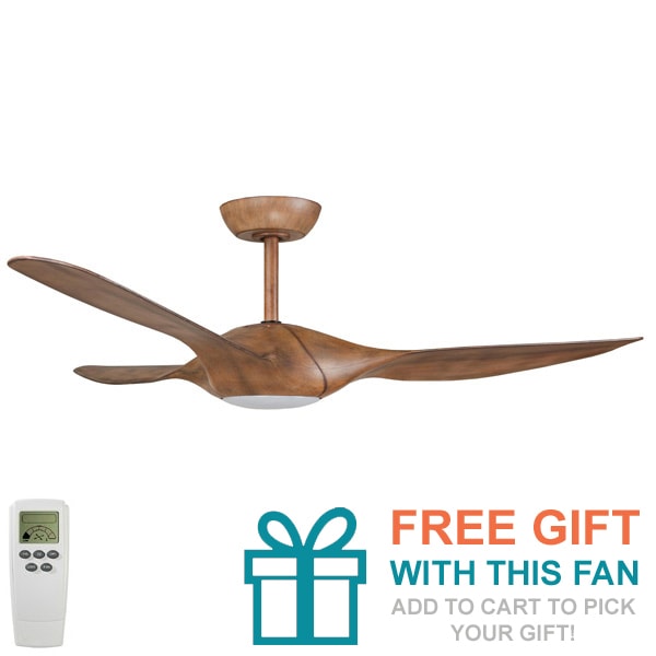 Origin Ceiling Fan with Koa Finish: LED Light & DC Motor 56″