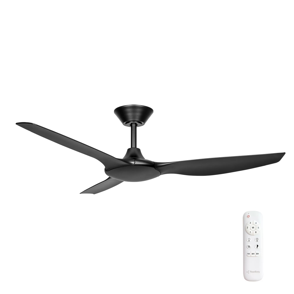 Three Sixty Delta DC Ceiling Fan - 52" (Black) | Lumera