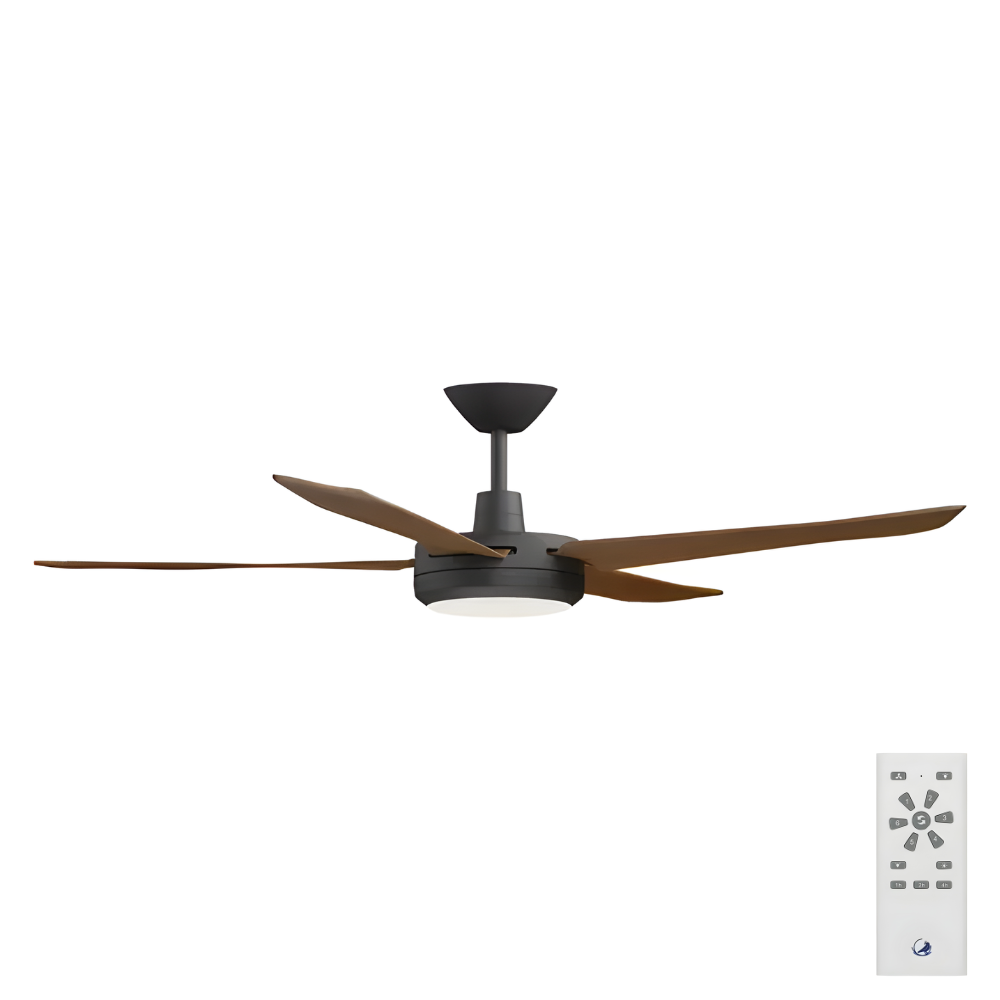 Airborne DC Enviro Ceiling Fan 60" with LED Light. Black & Koa | Lumera ...