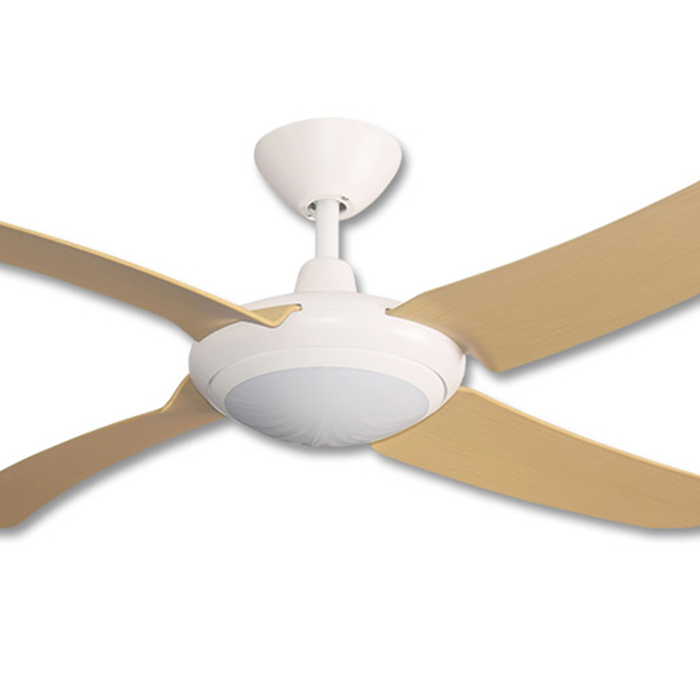 Hunter Pacific DC Icon Ceiling Fan 54 inch with LED Light. White & Oak ...